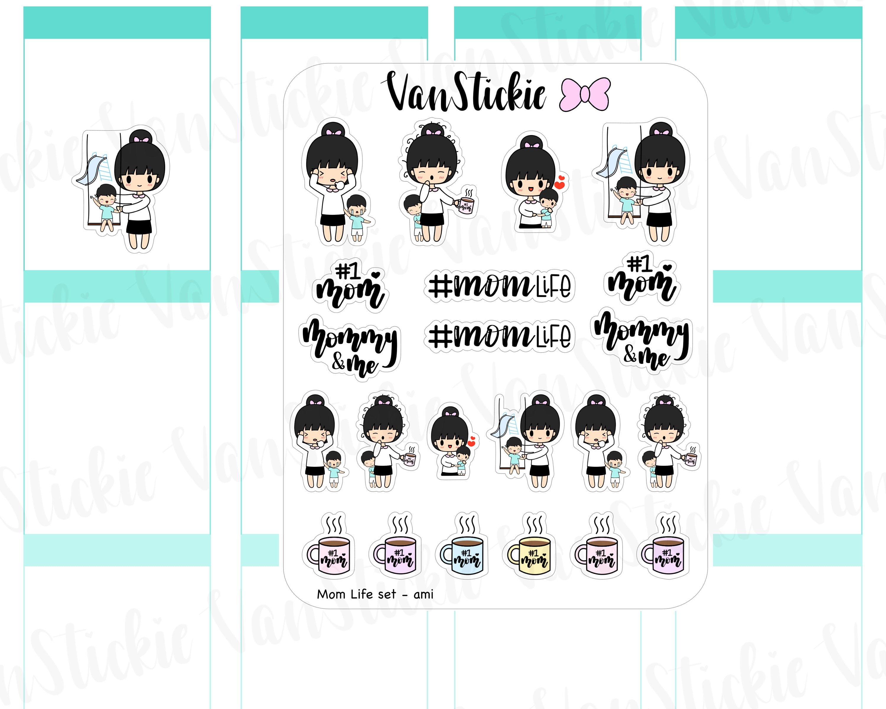 VSS 045 | Chibit Sets - Mom Life (boy child) Planner Stickers – Vanstickie